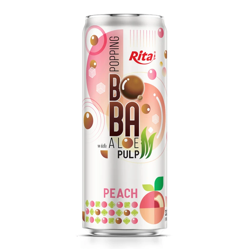 Tea Drinks: Hot Trending 320ml Sleek Can Peach Flavored Bubble Tea
